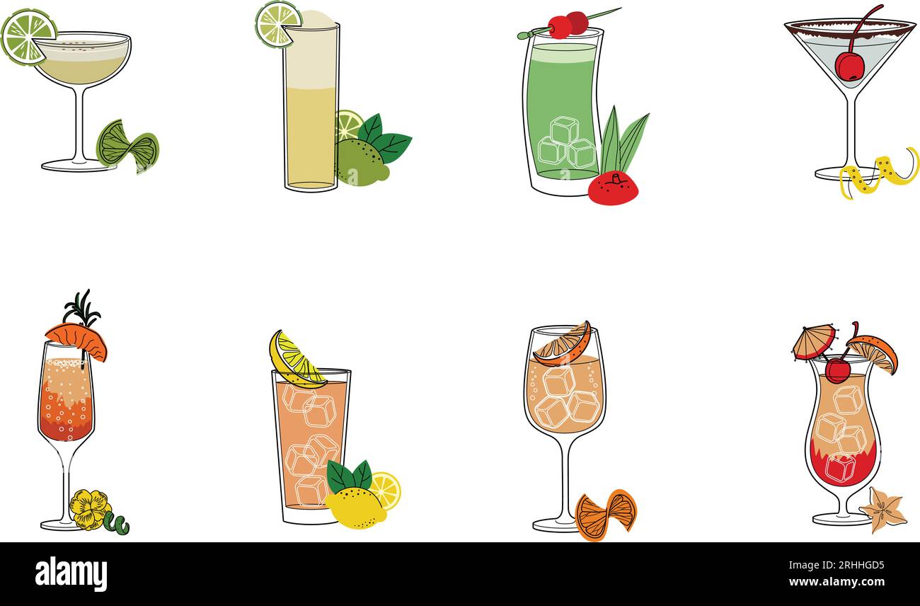 Vector alcohol drink line art illustration Stock Vector Image & Art - Alamy