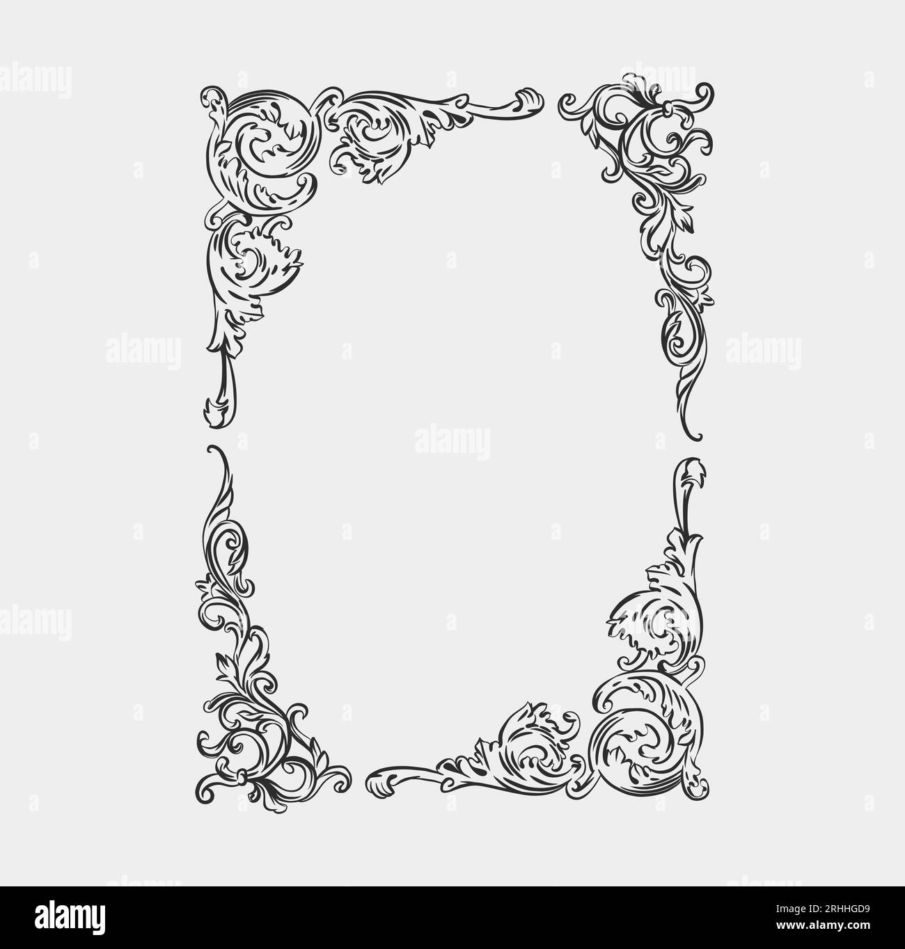 Hand drawn vector abstract outline,graphic,line art vintage baroque ...