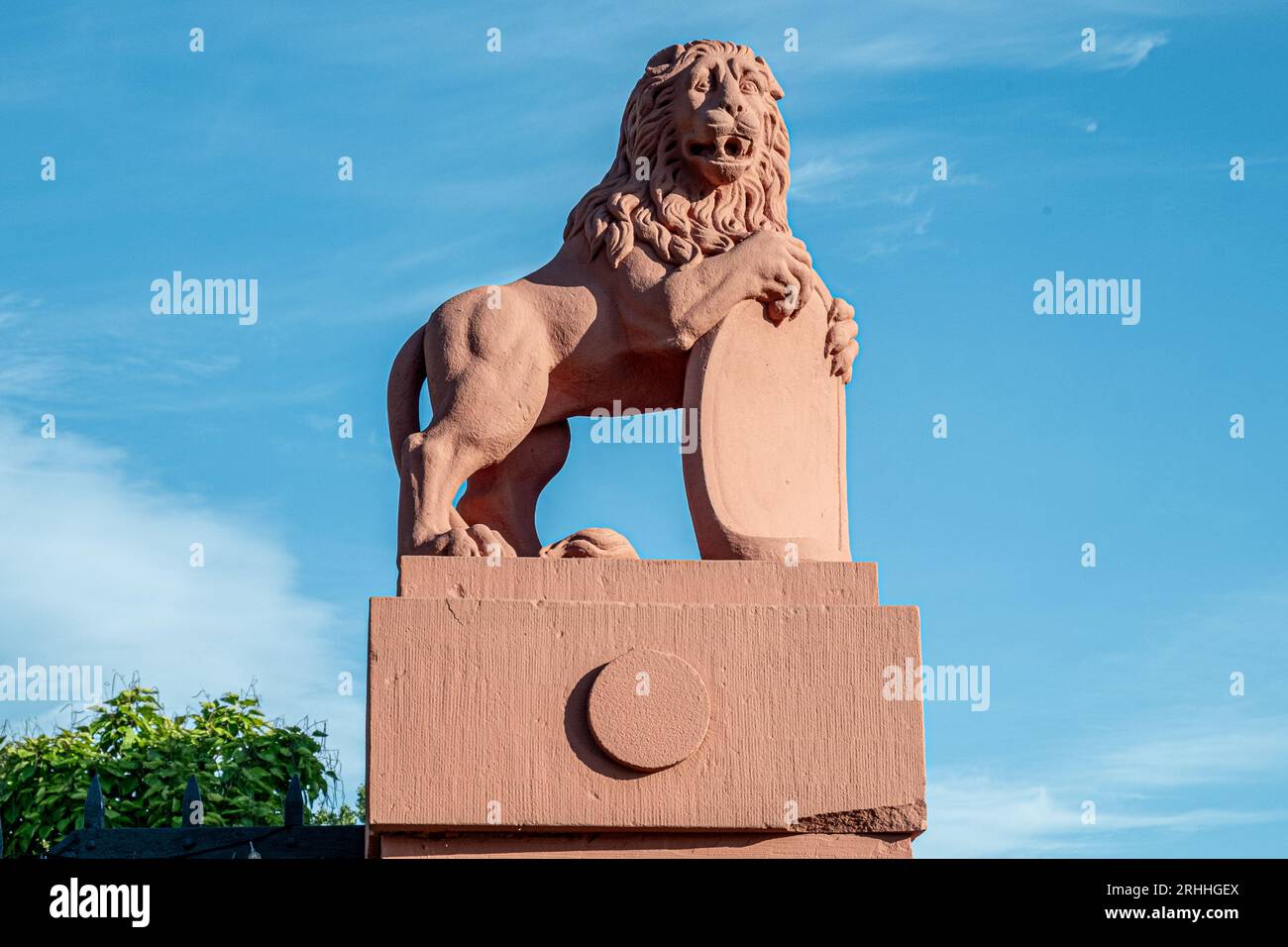 lion made of sandstone, the symbol for Hesse in Germany Stock Photo - Alamy