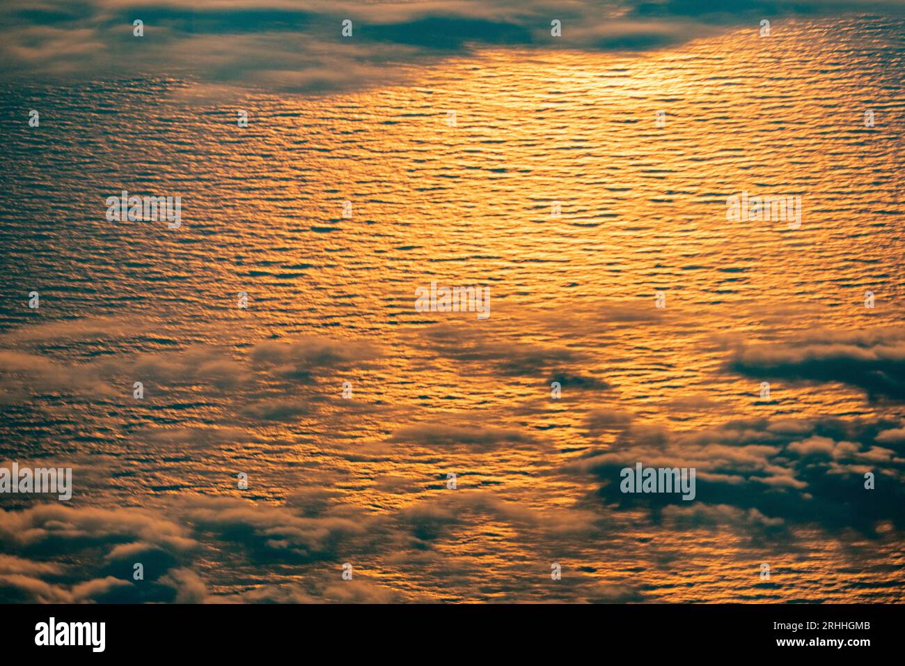harmonic background in golden sunset with scenic ocean wiew and bright ...