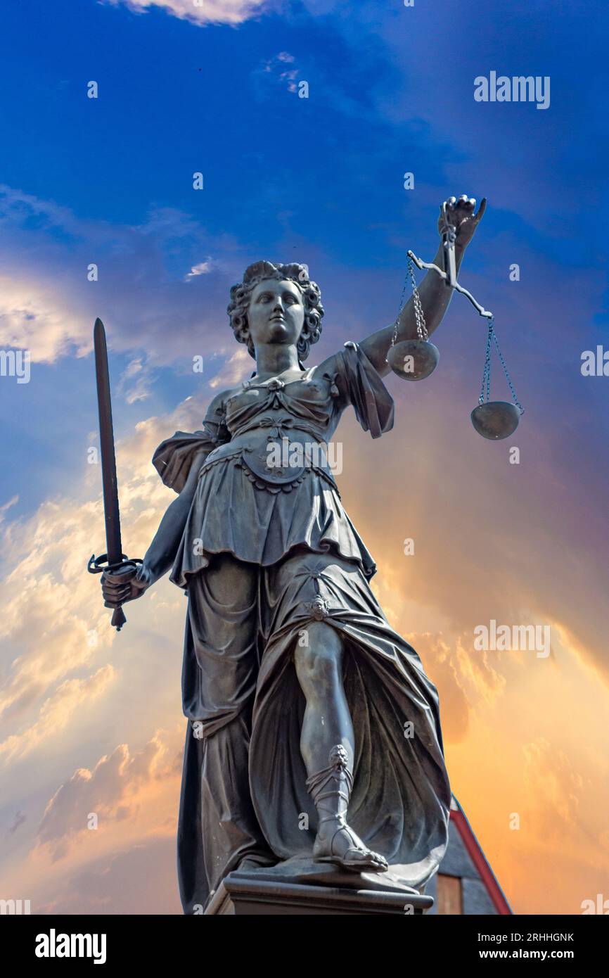 statue of Lady justice in Frankfurt at the Roemer, Frankfurt, Germany ...