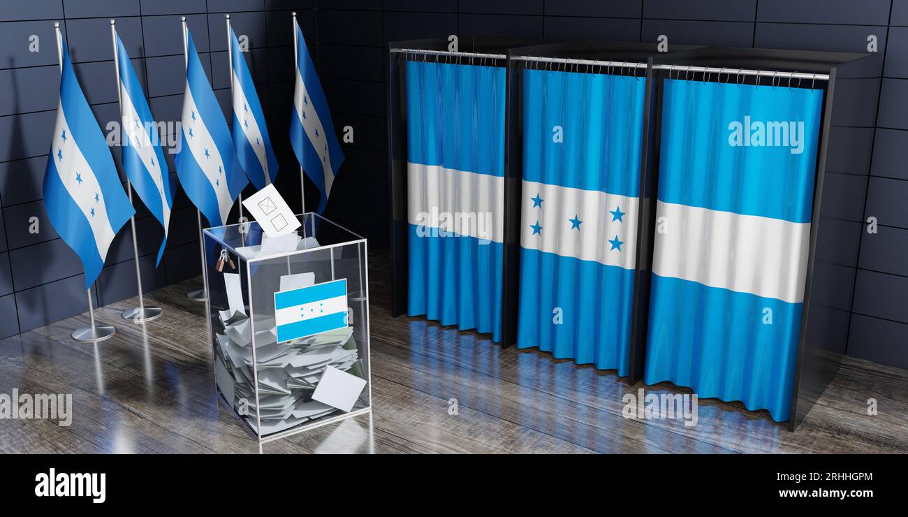 Honduras - voting booths and ballot box - election concept - 3D ...