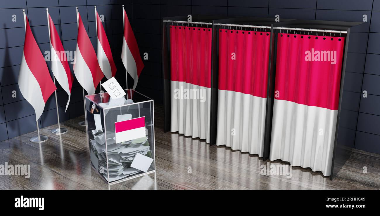 Indonesia - voting booths and ballot box - election concept - 3D ...