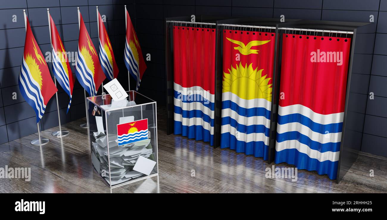Kiribati - voting booths and ballot box - election concept - 3D ...