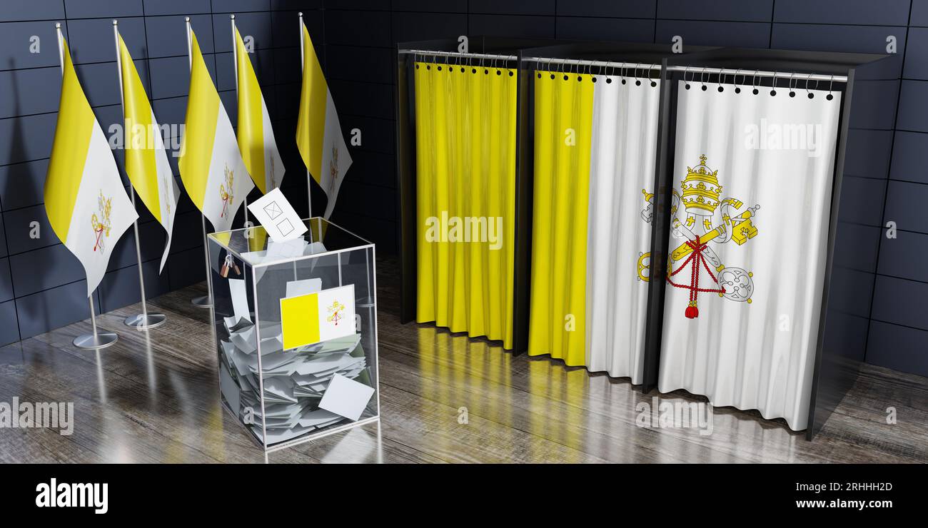 Vatican City - voting booths and ballot box - election concept - 3D ...