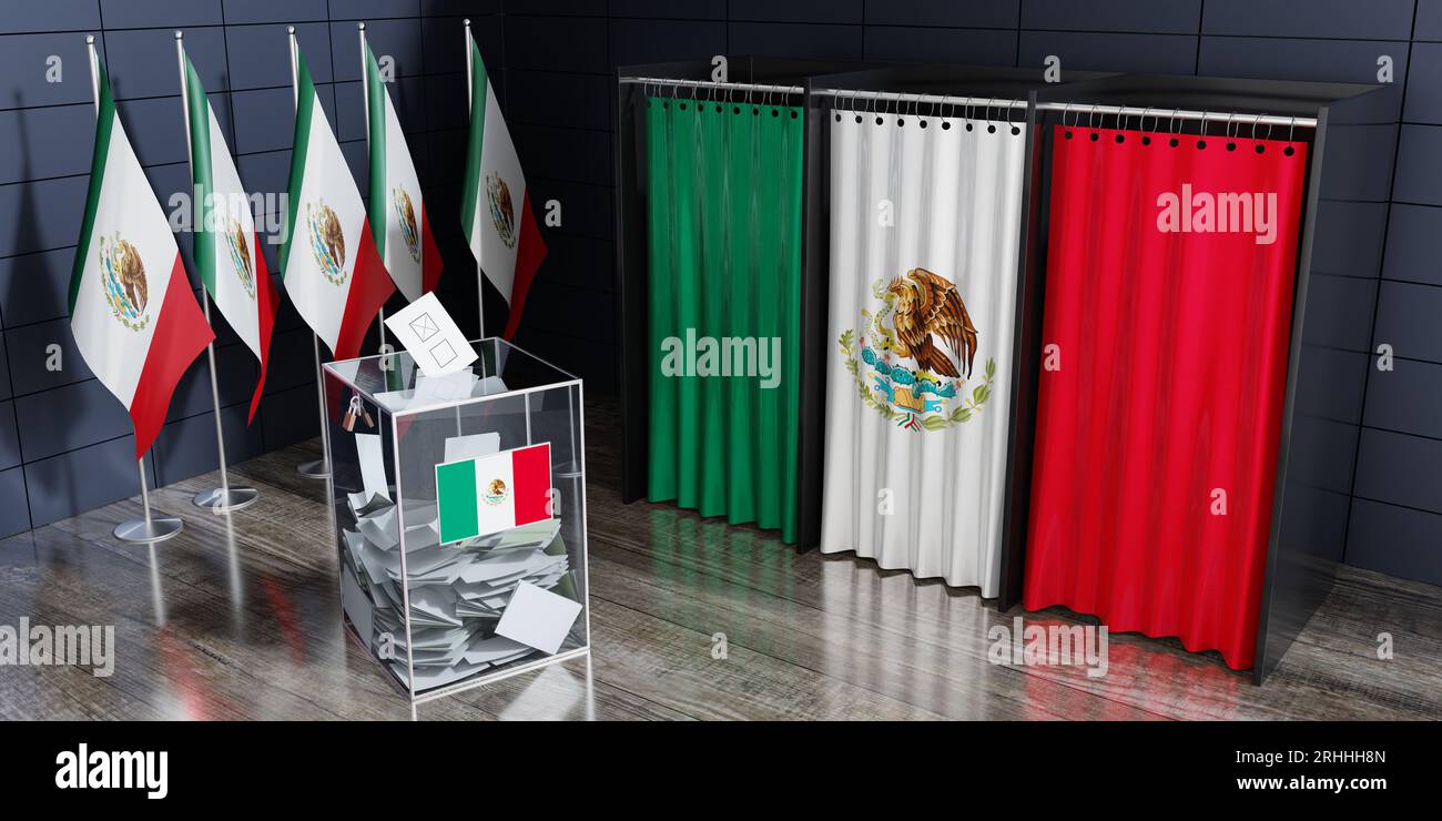 Mexico - voting booths and ballot box - election concept - 3D ...