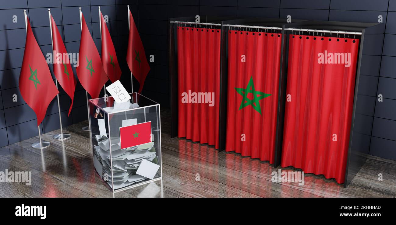 Morocco - voting booths and ballot box - election concept - 3D ...