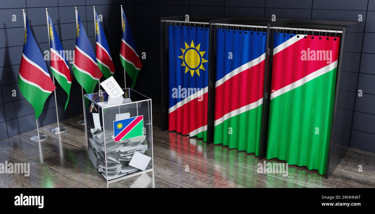 Namibia - voting booths and ballot box - election concept - 3D ...