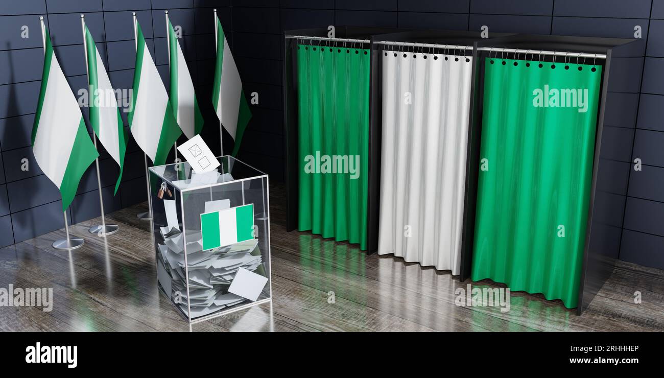 Nigeria - voting booths and ballot box - election concept - 3D ...
