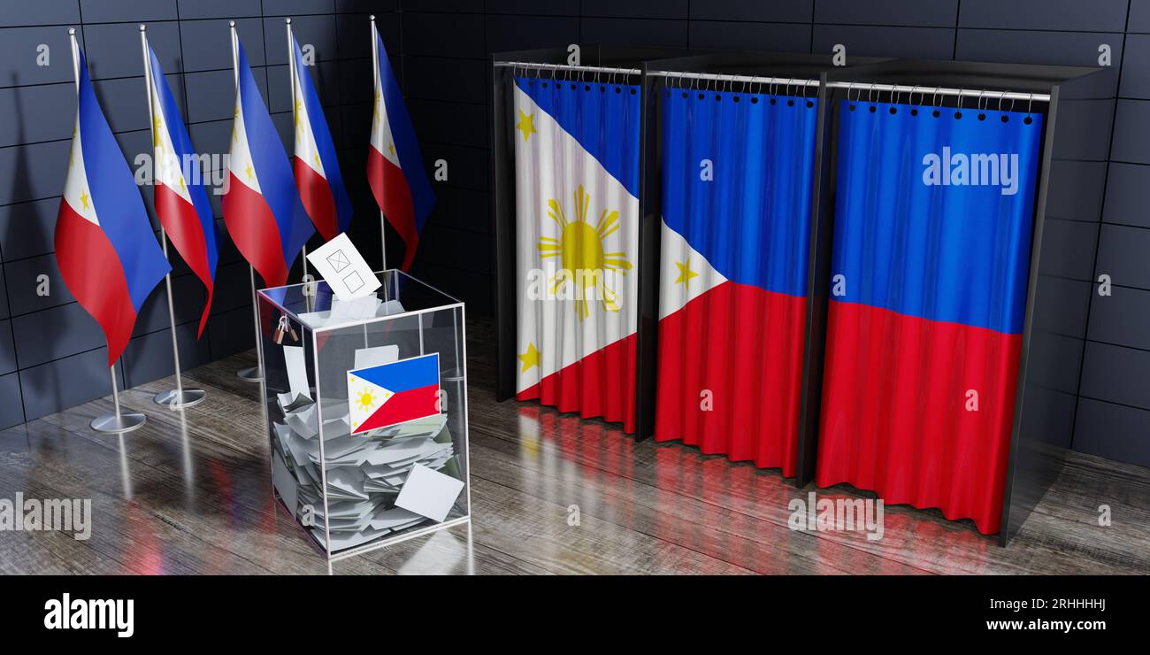 Philippines - voting booths and ballot box - election concept - 3D ...