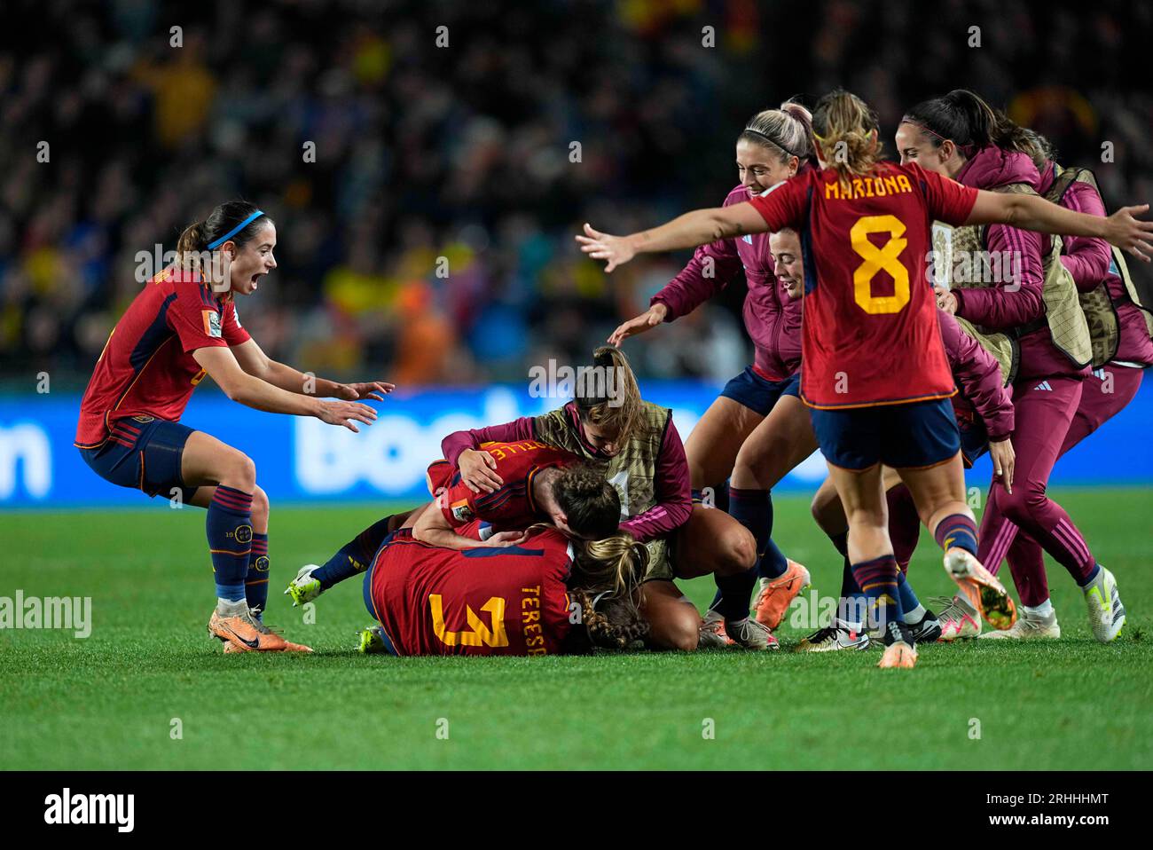 August 15 2023: Olga Carmona (Spain) celebrates the second goal during ...