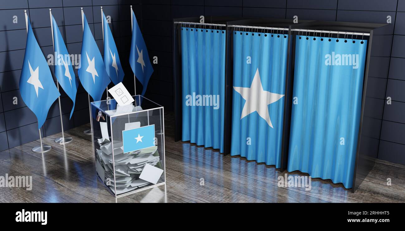 Somalia - voting booths and ballot box - election concept - 3D ...