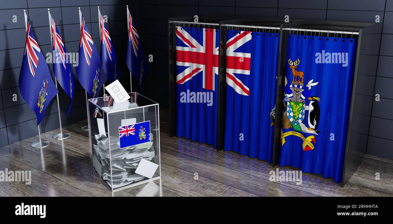 South Georgia and South Sandwich Islands - voting booths and ballot box ...