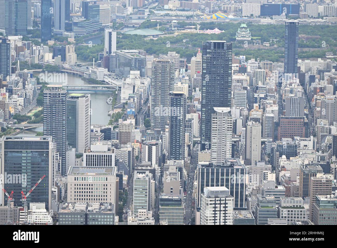 A photo shows high-rise apartment buildings in Osaka City, Osaka ...