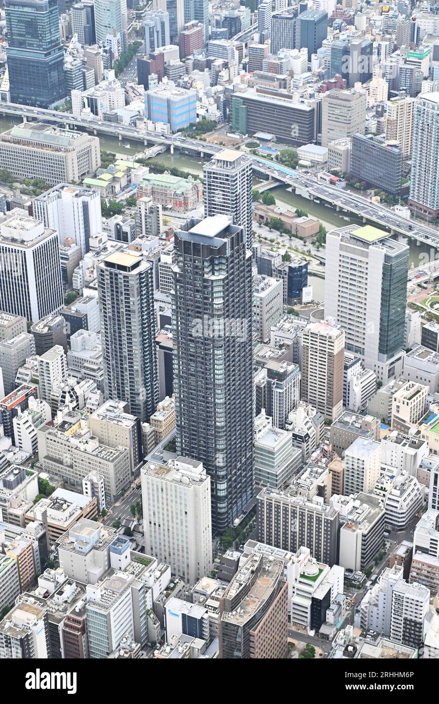 A photo shows high-rise apartment buildings in Osaka City, Osaka ...