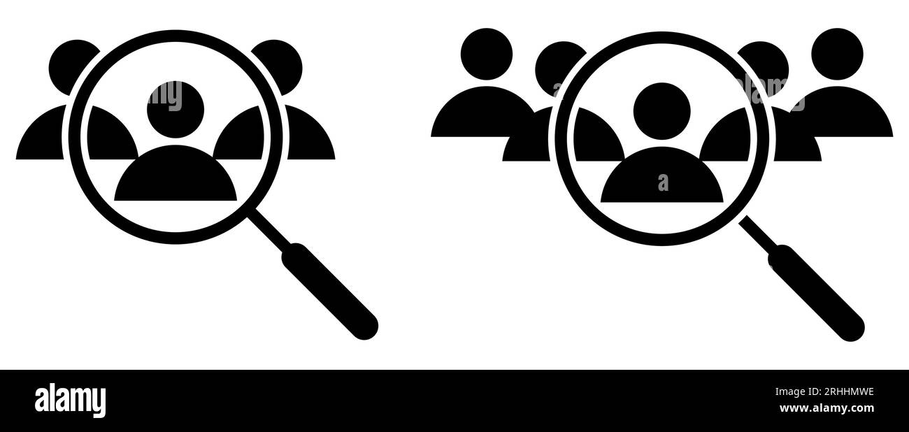 Magnifier choosing best worker. Search job vacancy icon. Vector ...