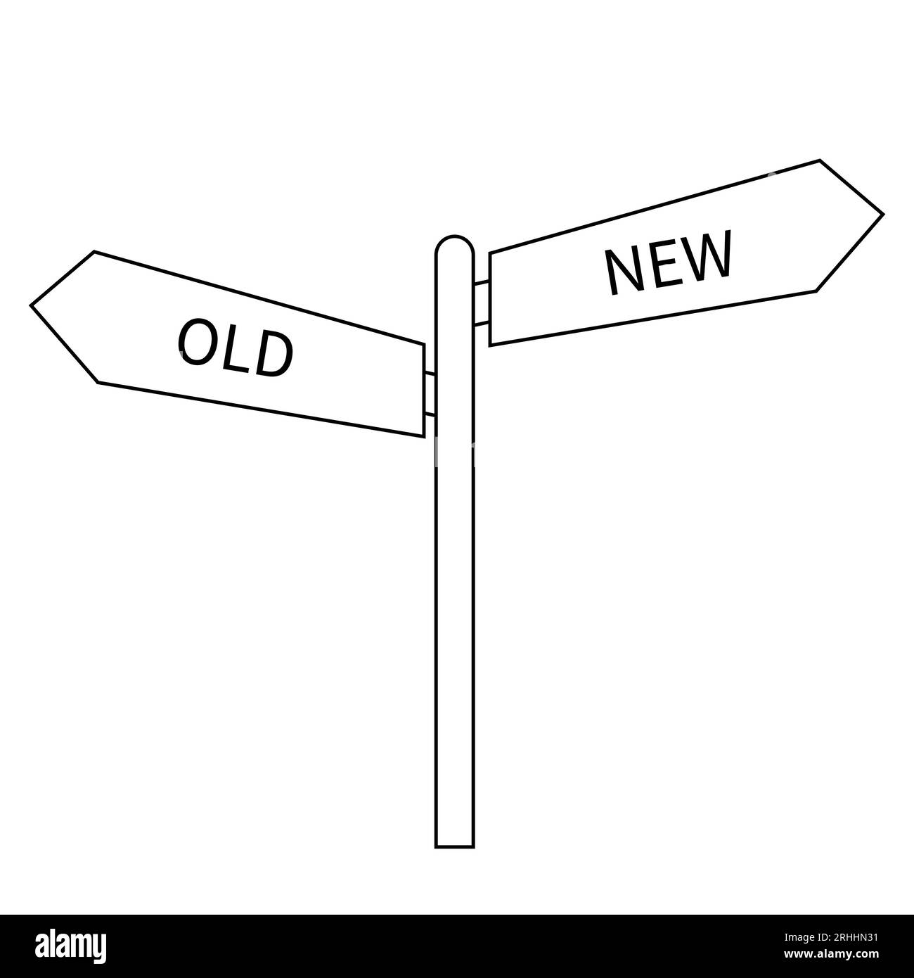 Old way vs new way road arrows icon. Vector illustration isolated on ...