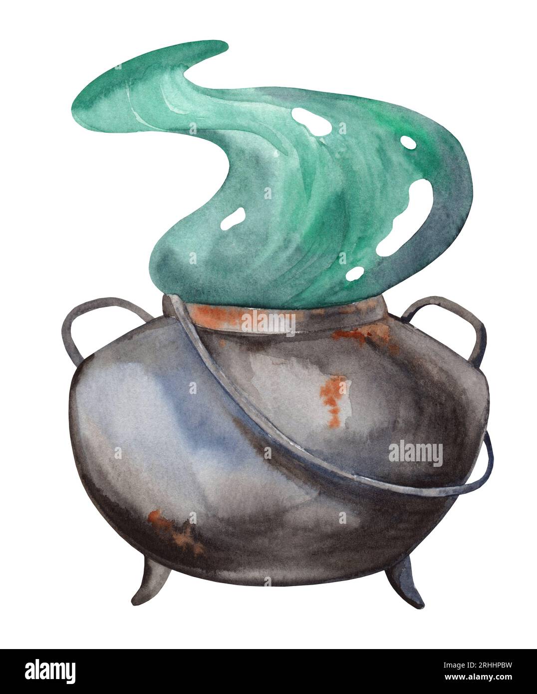 Watercolor cauldron with Halloween potion. School of magic and witches ...