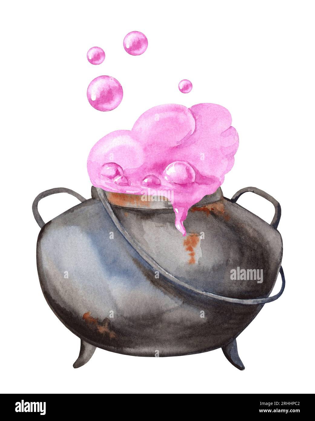 Watercolor cauldron with Halloween potion. School of magic and witches ...