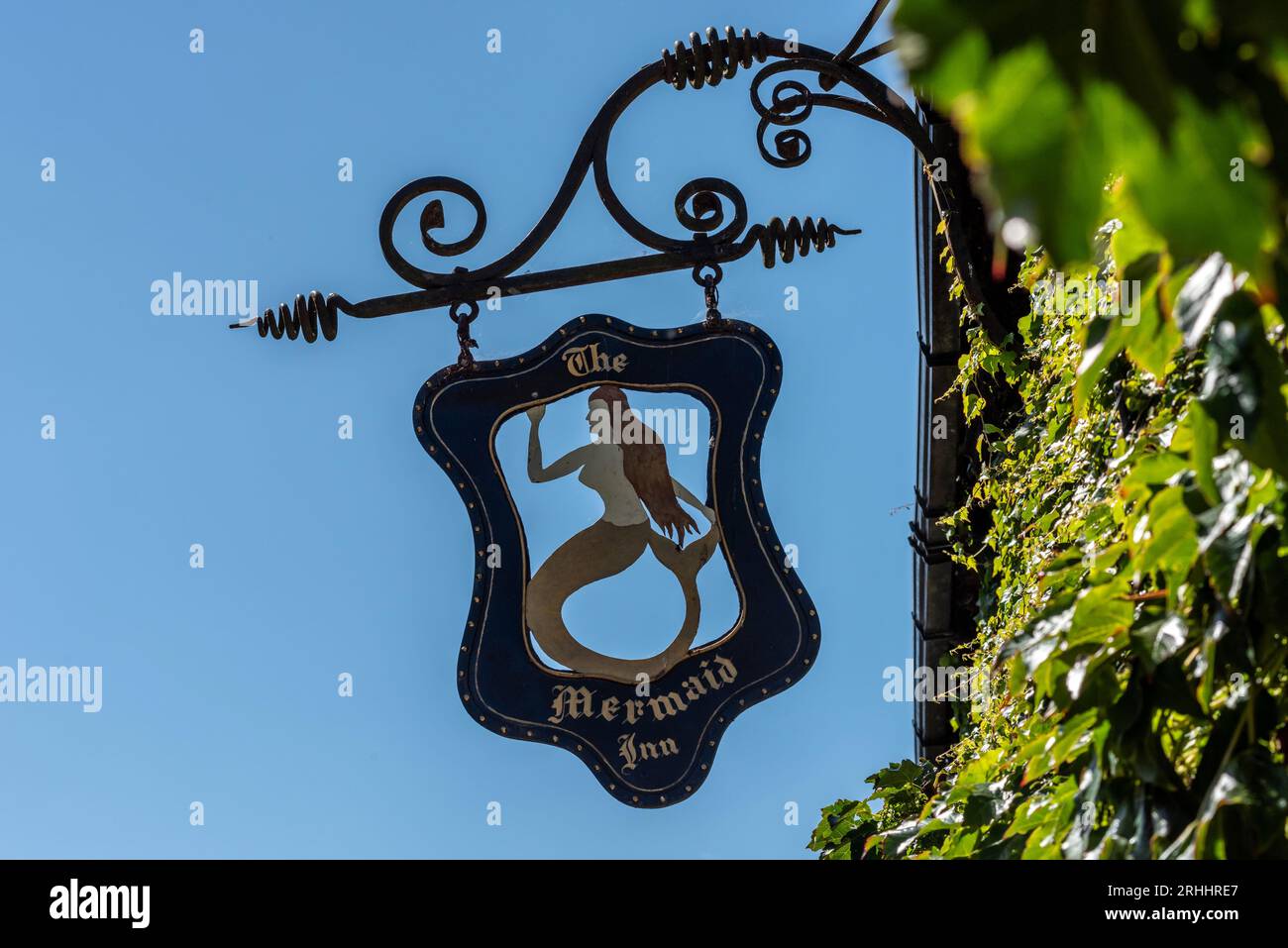 Rye, August 15th 2023: The Mermaid Inn signage Stock Photo - Alamy