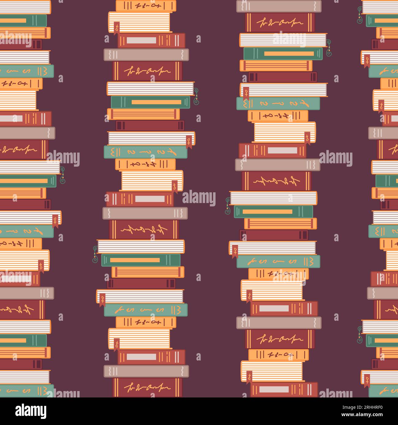 Stacks of books, library, cartoon style seamless pattern. Concept for ...