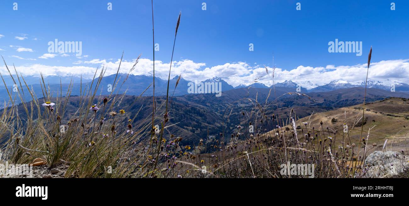 panoramic view of the Cordillera Blanca mountain range from the ...