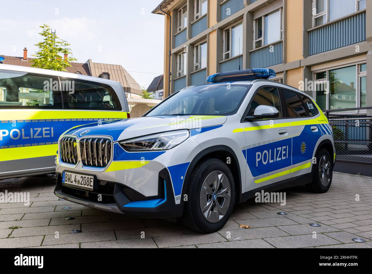Kehl, Germany. 17th Aug, 2023. Two battery-electric police emergency ...