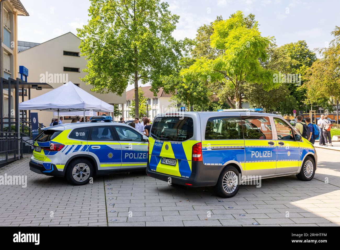 Kehl, Germany. 17th Aug, 2023. Two battery-electric police emergency ...