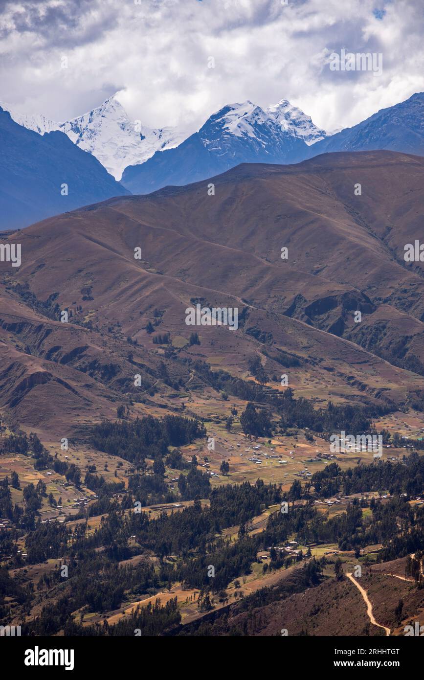 view of the Cordillera Blanca mountain range from the Cordillera Negra ...