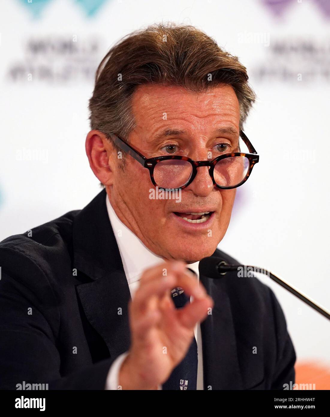 President of World Athletics Sebastian Coe during a press conference ...