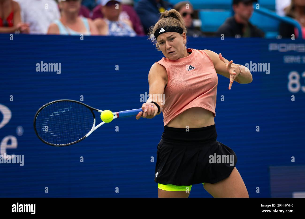 Karolina Muchova of the Czech Republic in action during the first round of the 2023 Western ...