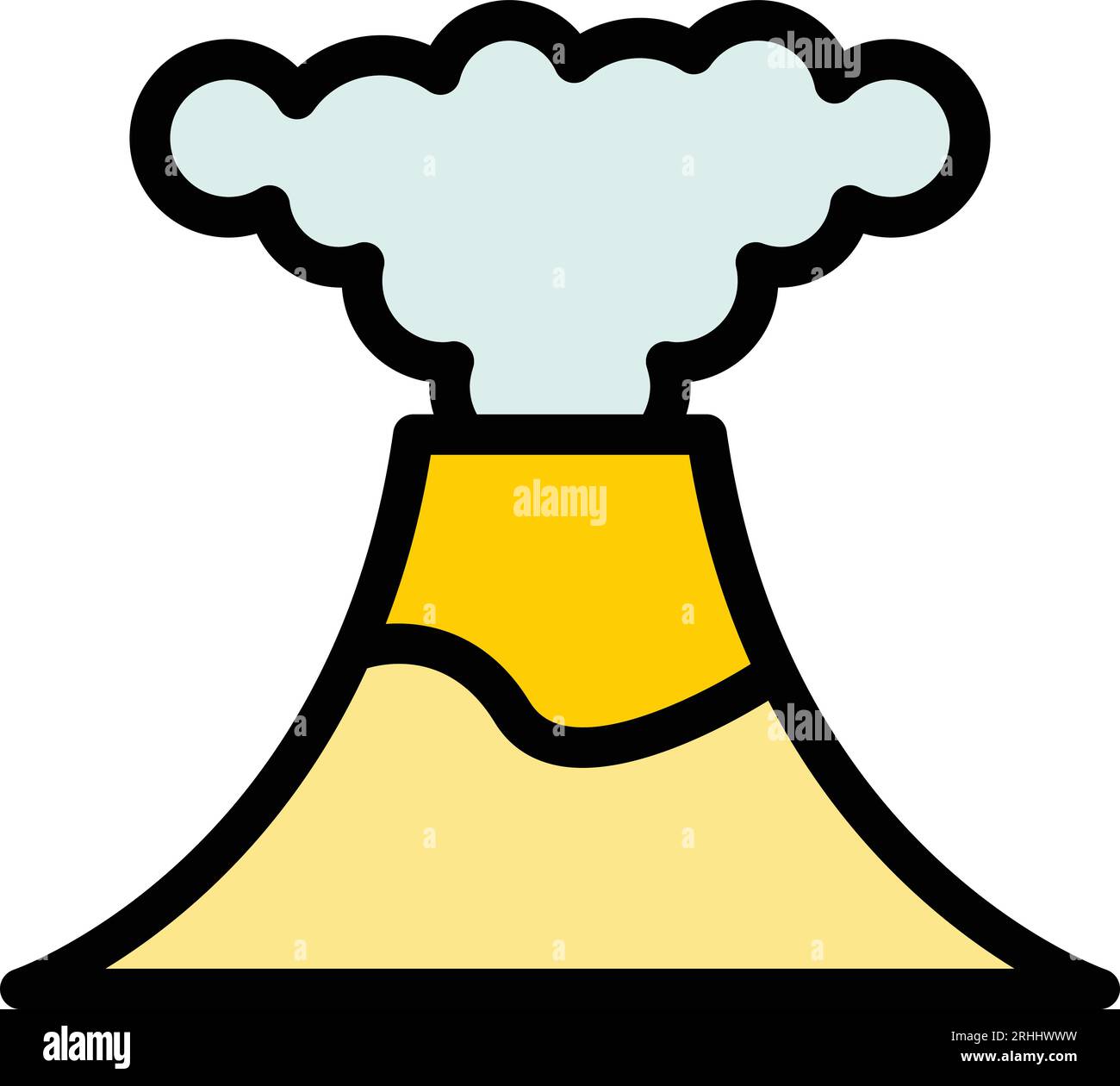 Vulcano explosion icon outline vector. Volcanic eruption. Lava ash color flat Stock Vector Image ...