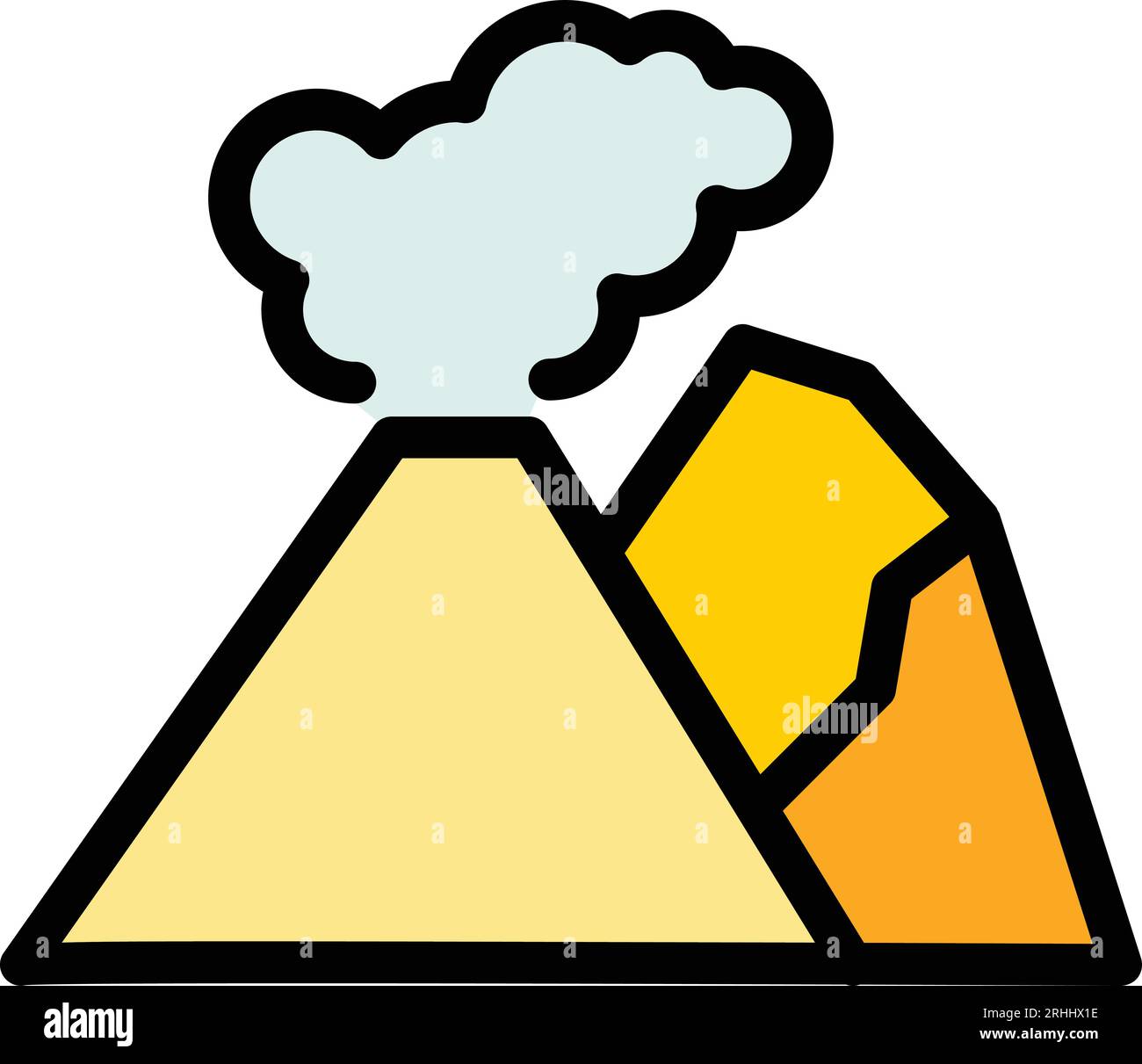 Smoke volcano icon outline vector. Crater vulcano. Volcanic lava color ...
