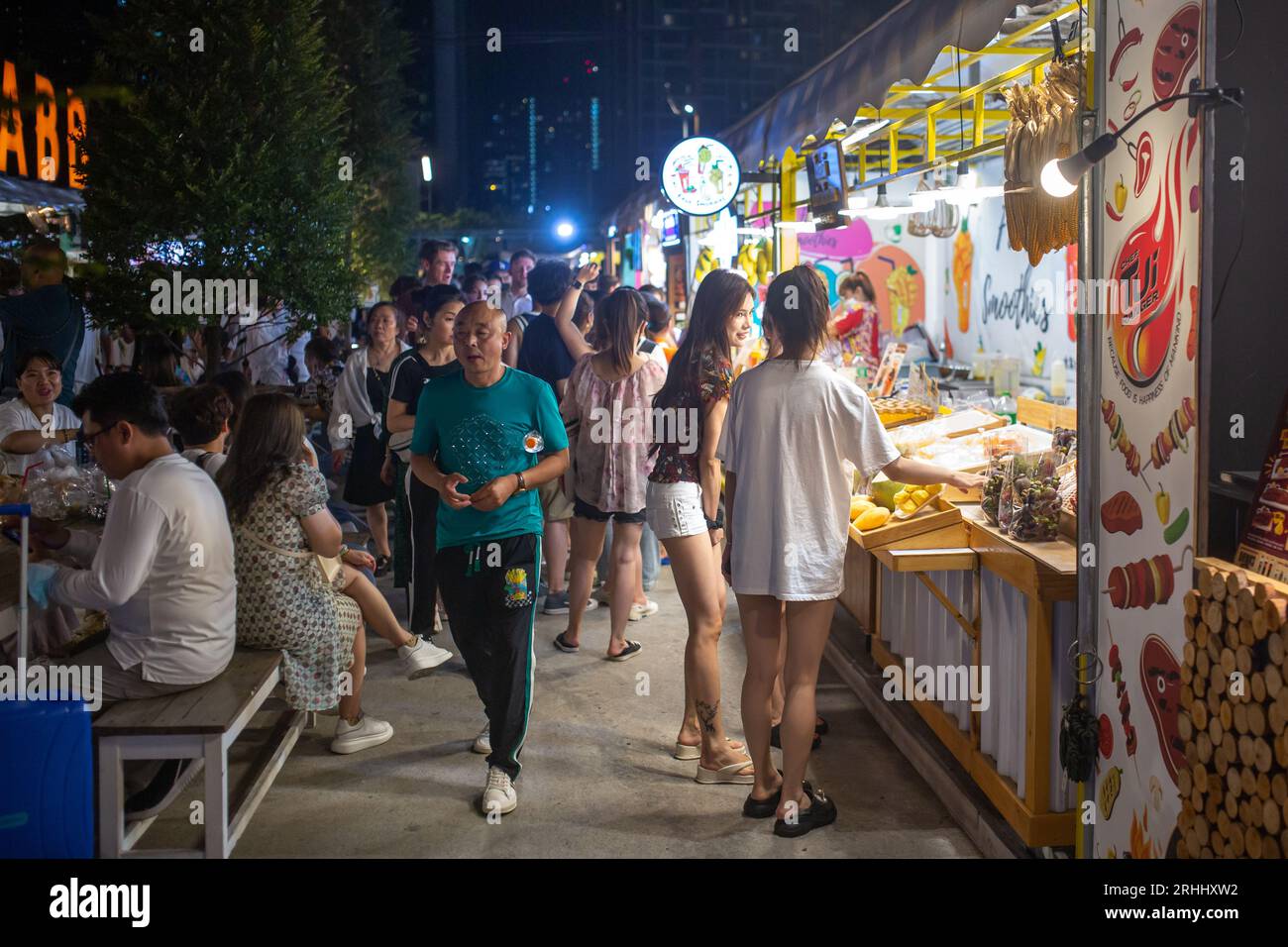 Bangkok, Thailand - June 12, 2023: People at the Jodd Fair's night ...