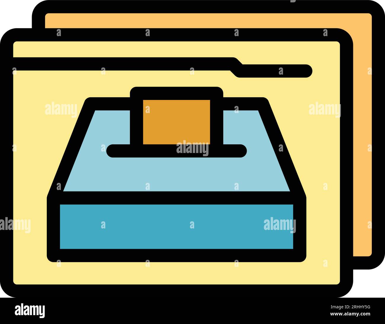 Voter box icon outline vector. People poll. Digital mobile color flat ...
