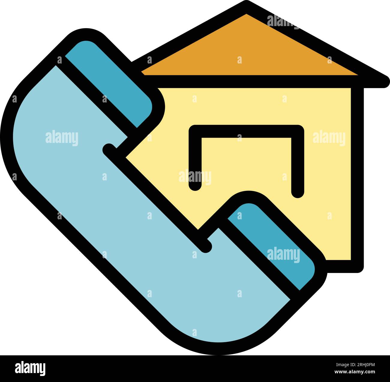 Home call icon outline vector. Online work. Computer stay color flat ...