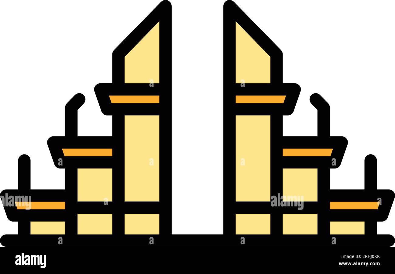 Jakarta architecture icon outline vector. Monas building. Ondel ...