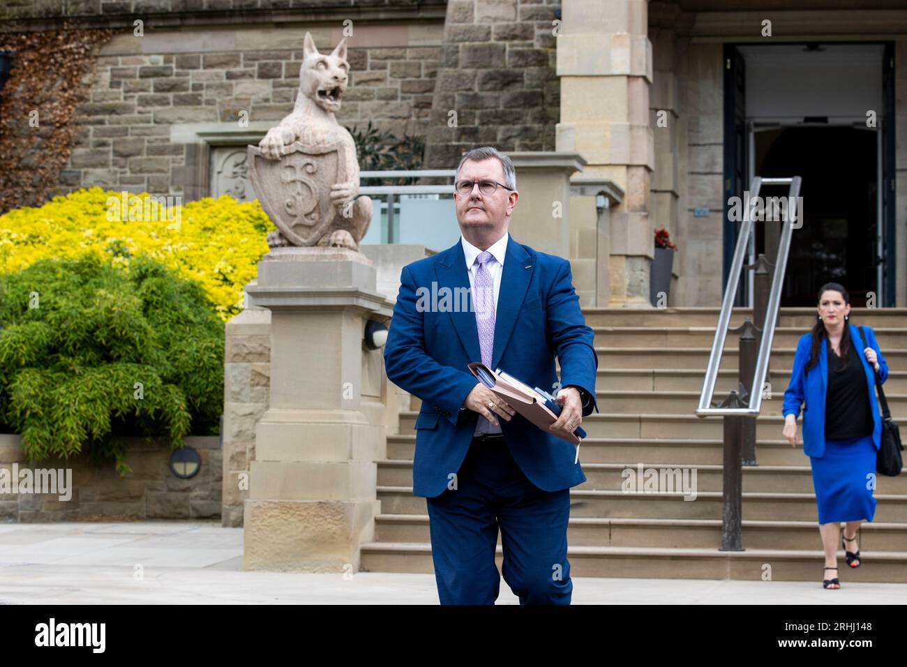 Democratic Unionist Party (DUP) leader Sir Jeffrey Donaldson following ...