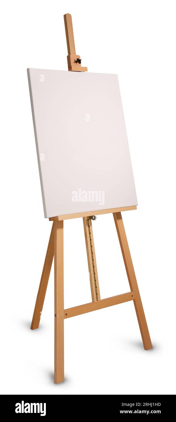 Professional painters wooden artist easel with empty canvas, front view ...