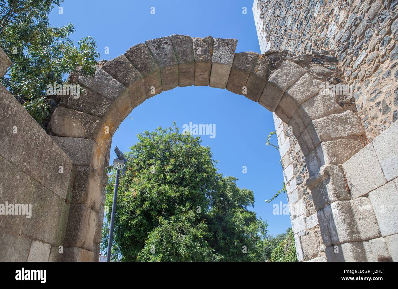 Roman arch of Beja Castle, Baixo Alentejo, Portugal. Most emblematic ...