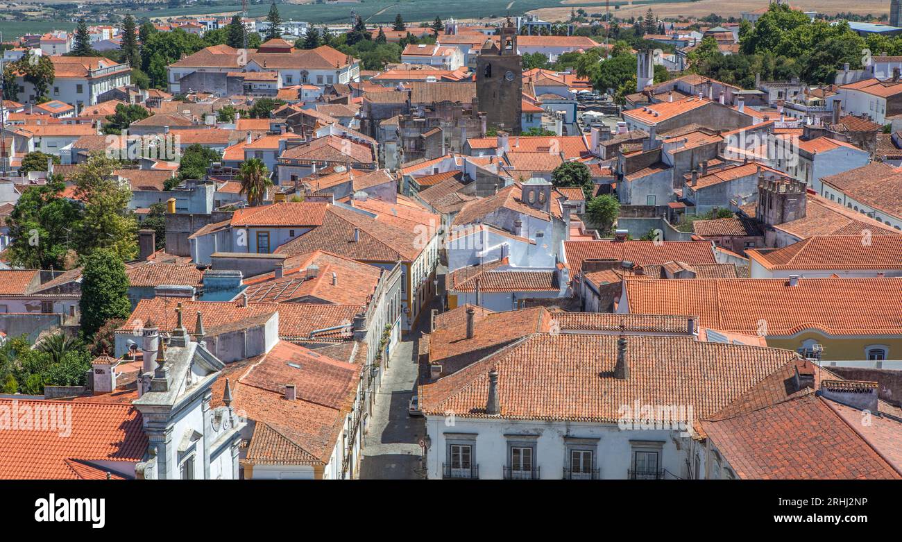 Beja city overview taken from castle, Baixo Alentejo, Portugal Stock ...