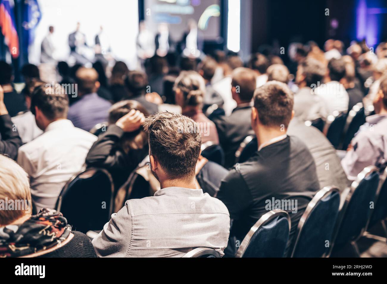 Round table discussion at business conference meeting event.. Audience ...