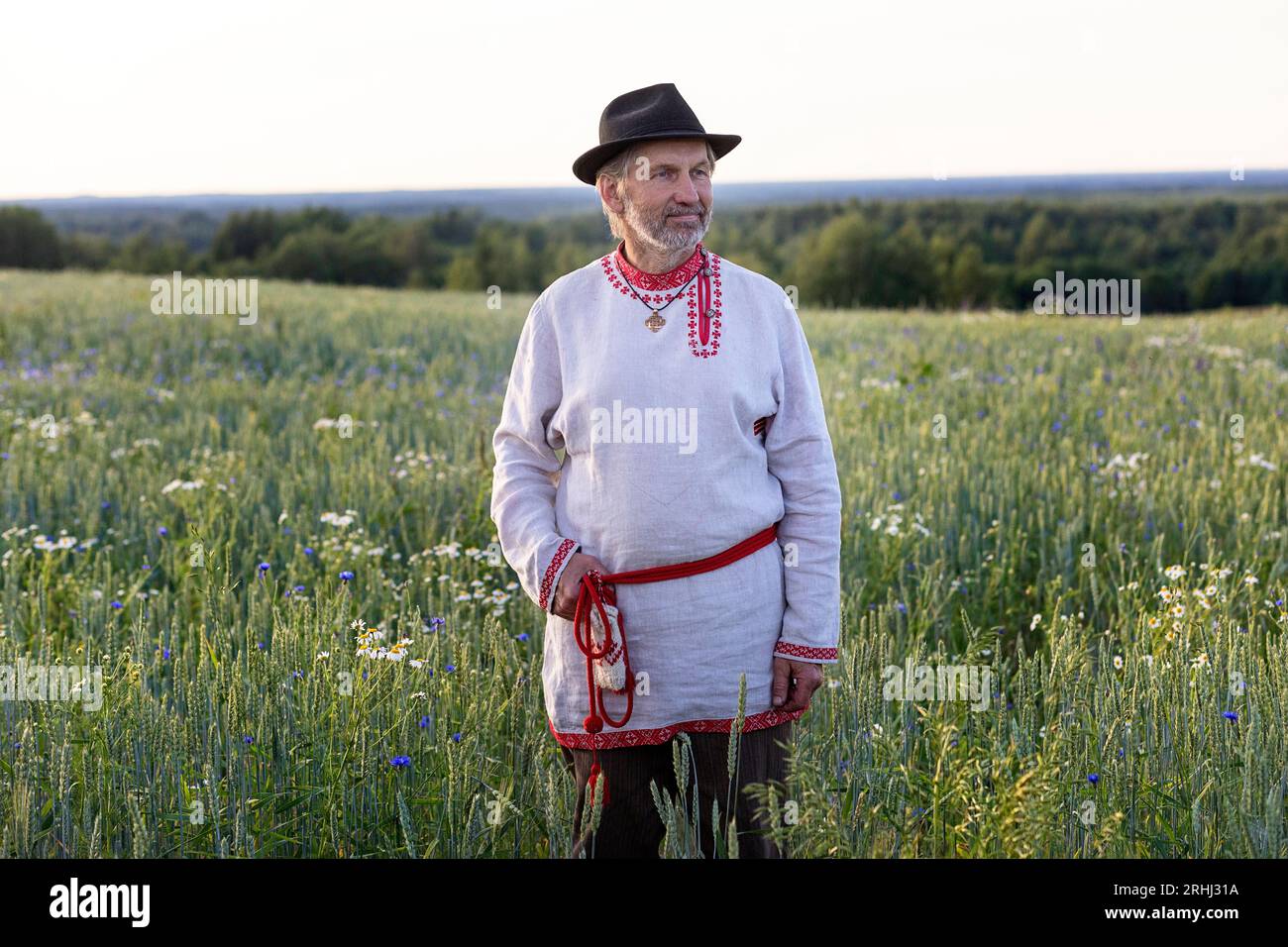 Local man in traditional seto estonian folk costumes dressed for ...