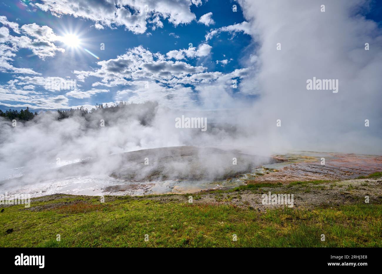 steam over Midway Geyser Basin, Yellowstone National Park, Wyoming ...
