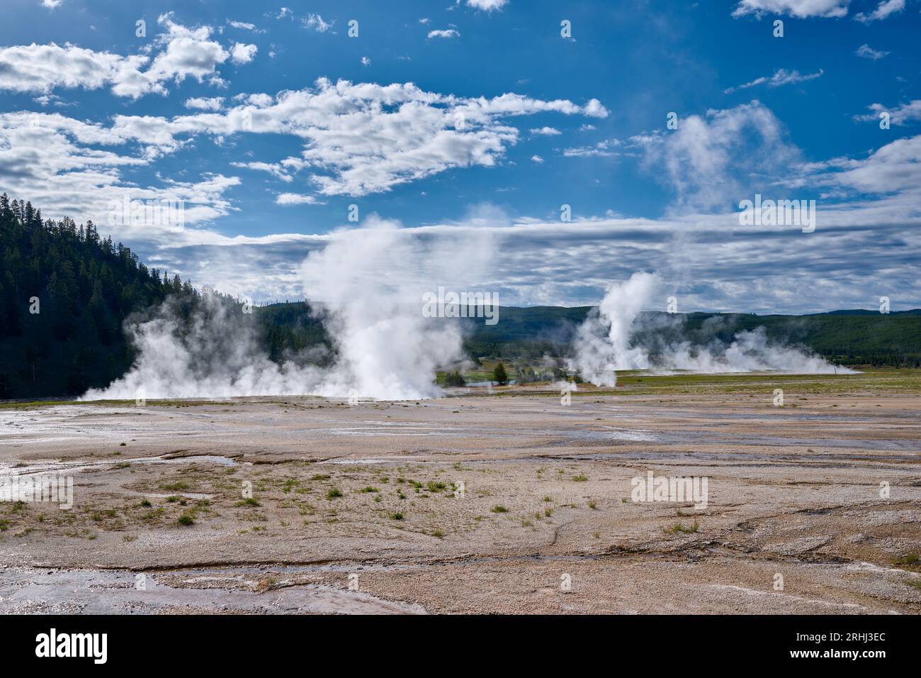 steam over Midway Geyser Basin, Yellowstone National Park, Wyoming ...