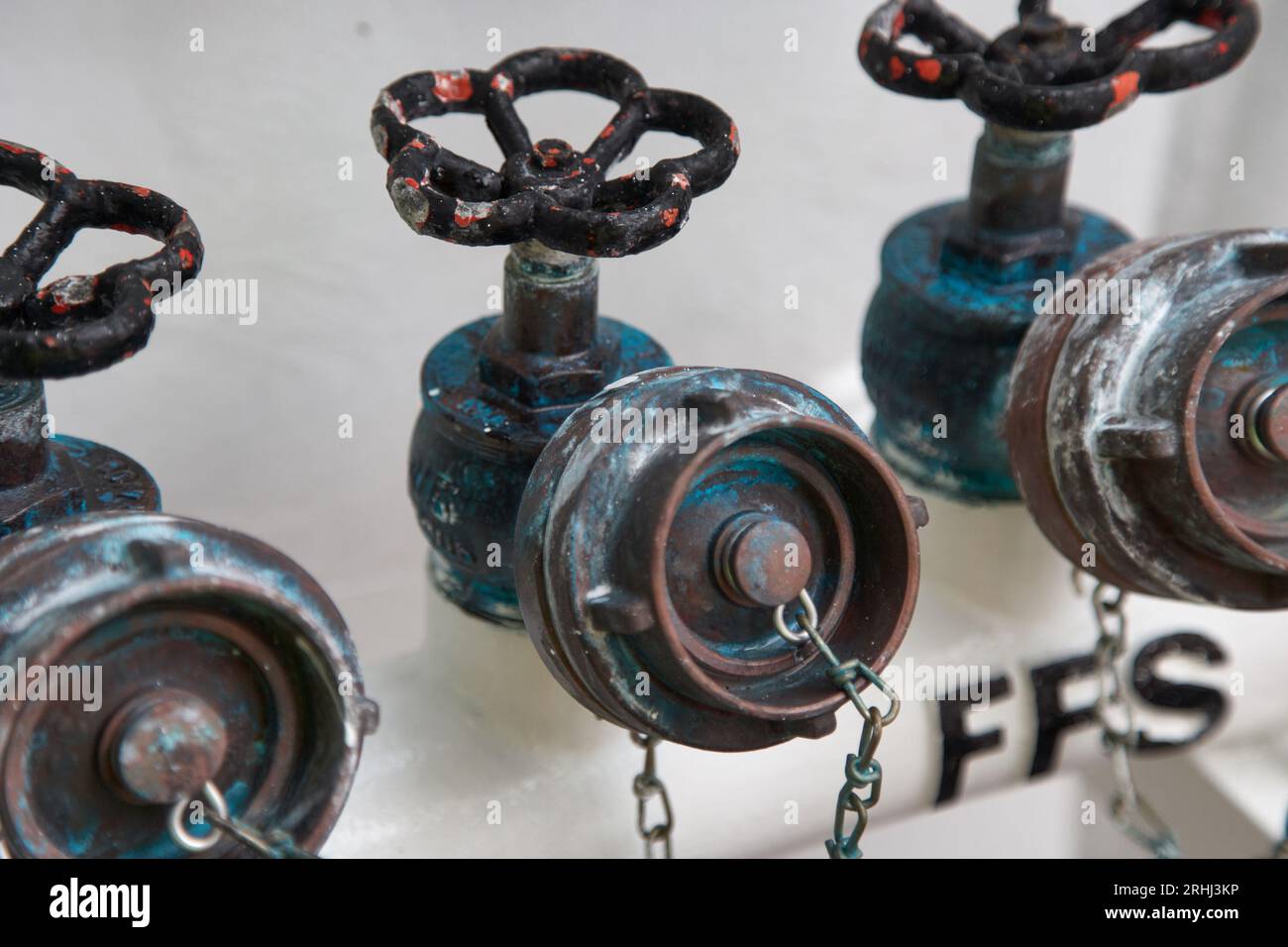 Offshore vessel rusty brass fire hydrant to connect to water hose ...