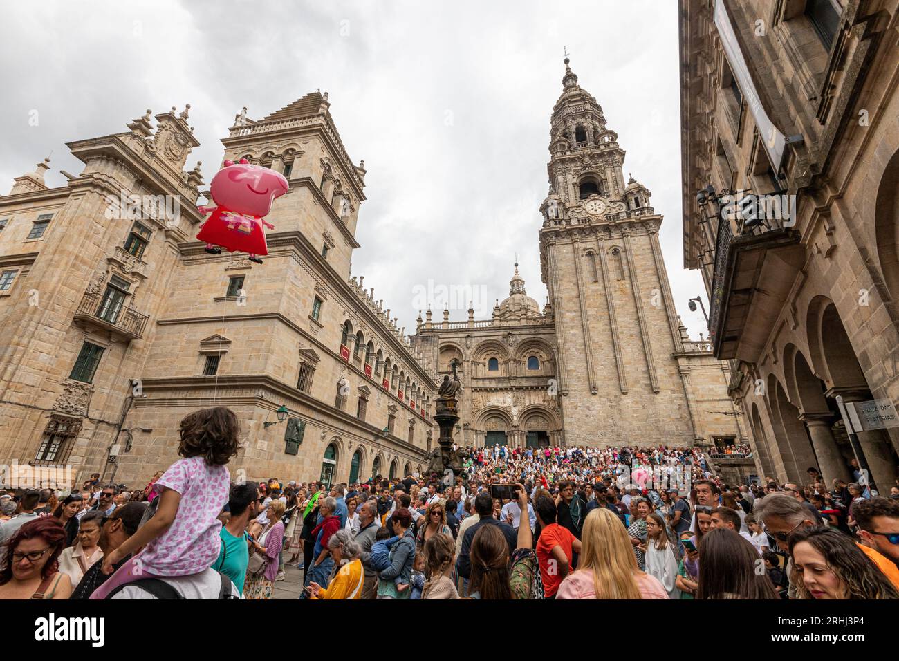 Santiago de Compostela, Spain. People crowd in front of the Berenguela ...