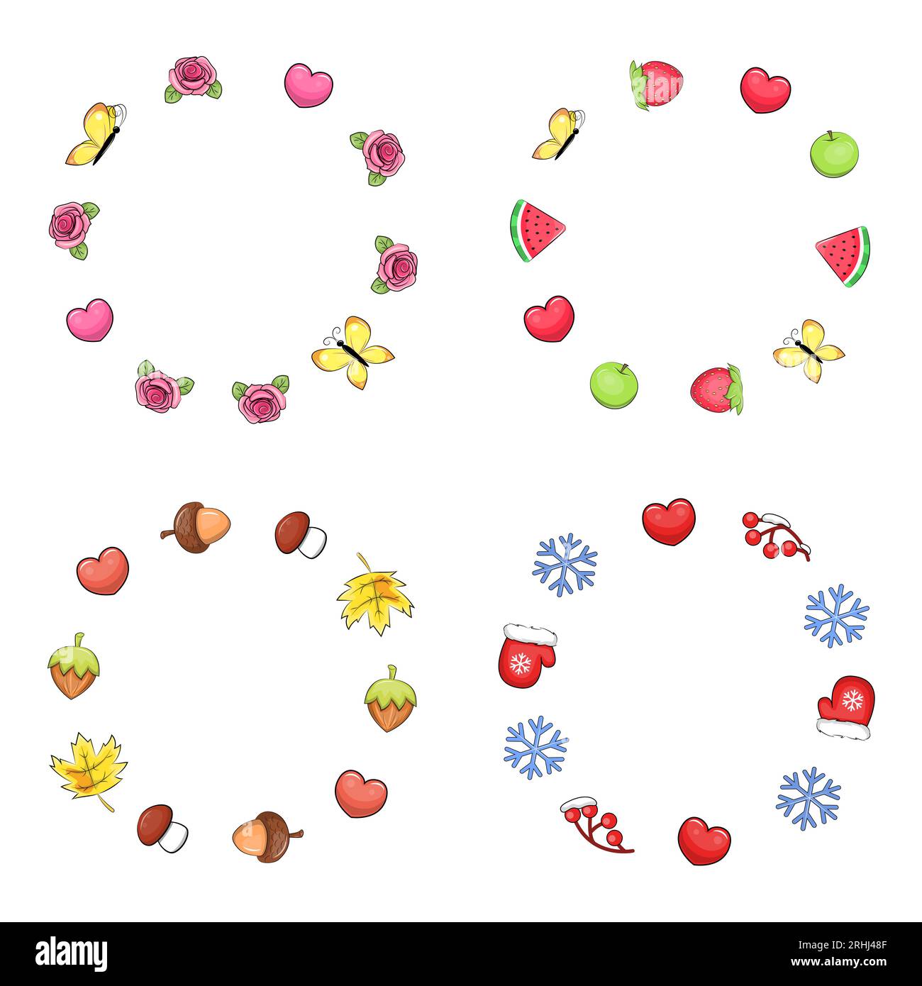 Four seasons cartoon illustration Stock Vector Images - Alamy