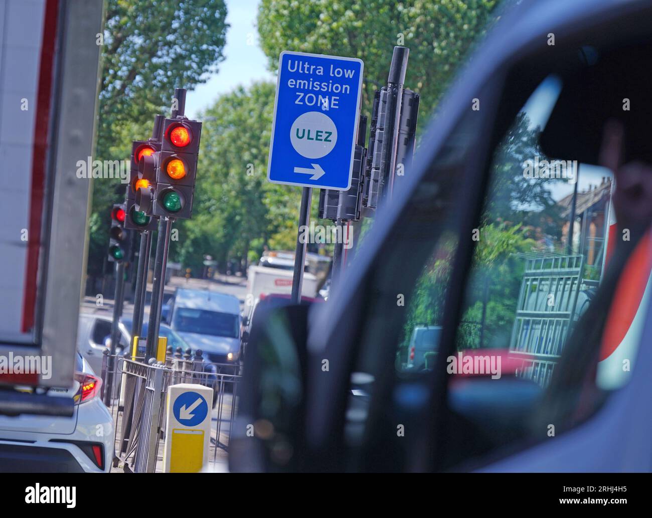 An information sign for the Ultra Low Emission Zone (Ulez) on Brownhill ...