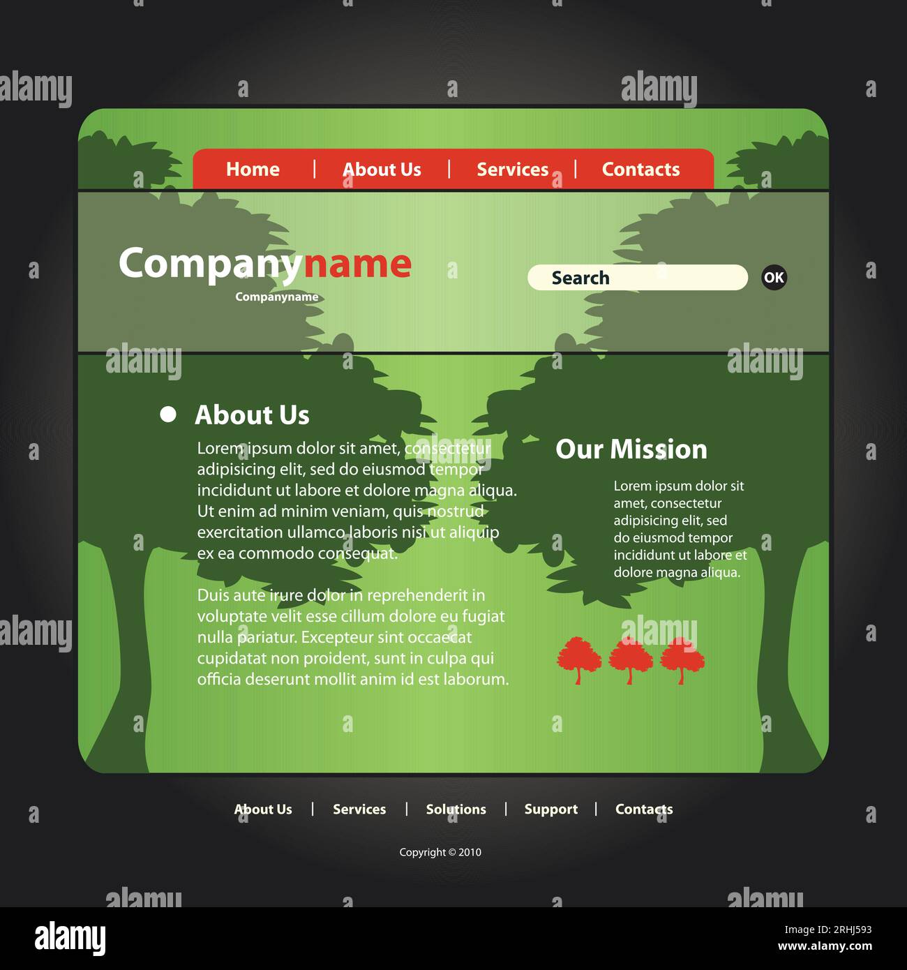 Green Eco Website Design Template with Trees - Freely Scalable and ...
